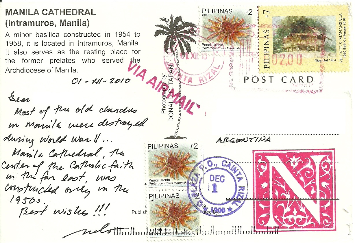 PostCrossing and Stamp: RECEIVED POSTCARD ON 12.01.2011 FROM CAINTA ...