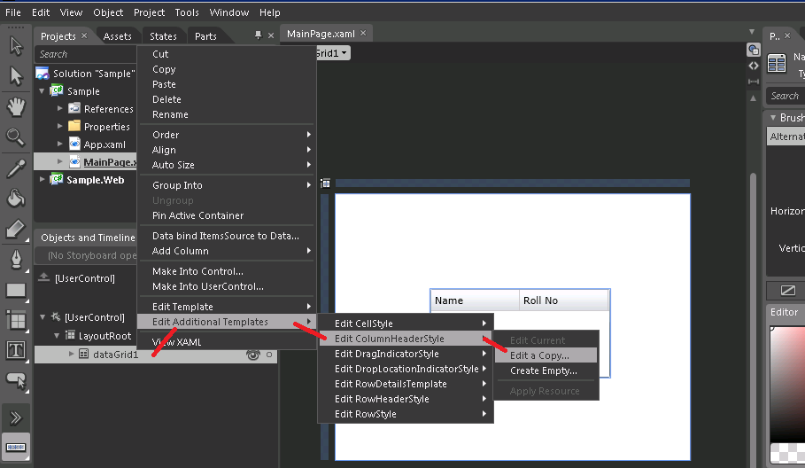 how to change datagridview header color using blender