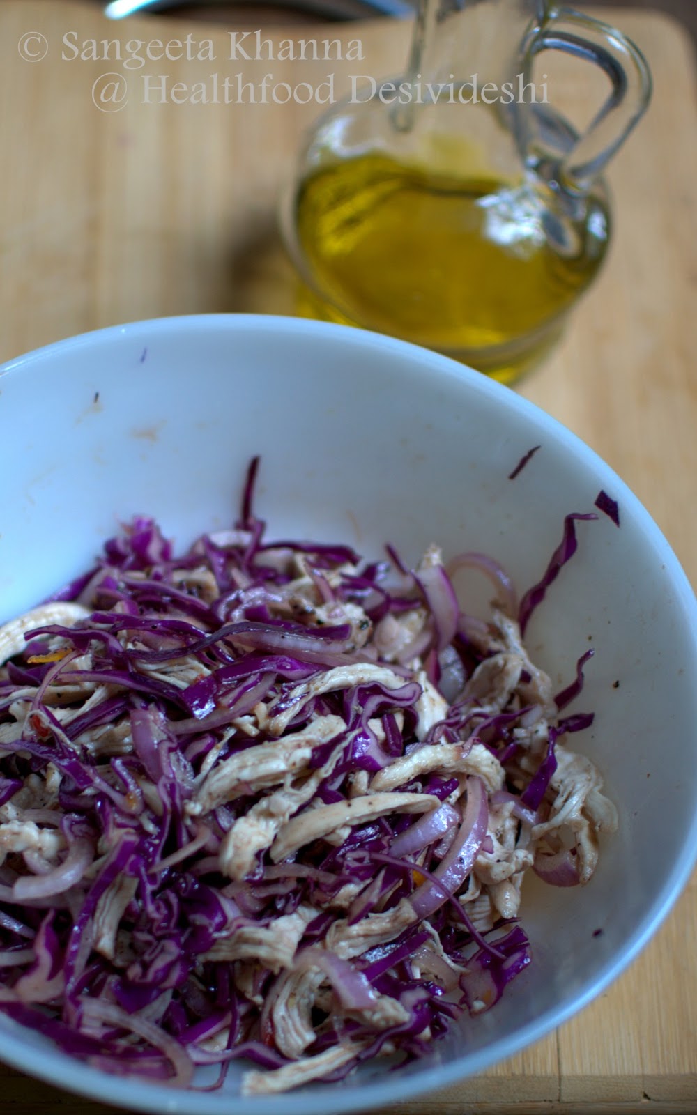 Chicken salad with purple cabbage | two dressings, many flavors...