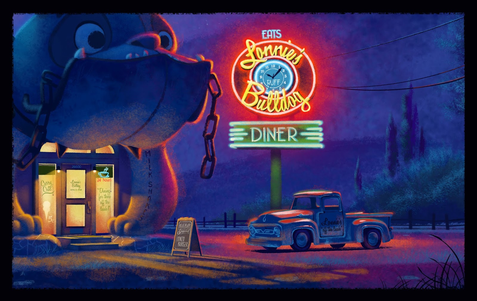 The Art of Renee Bates: Lonnie's Bulldog Diner "Dining for those off ...