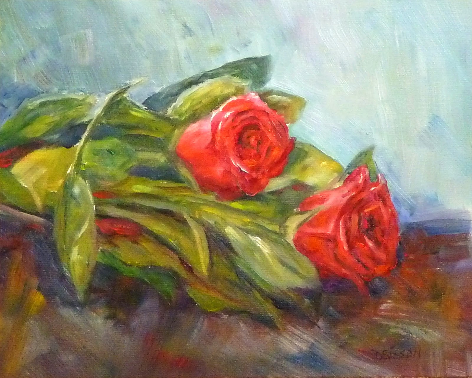 Daily Painting Projects: Roses For You Oil Painting Red Flowers Still ...