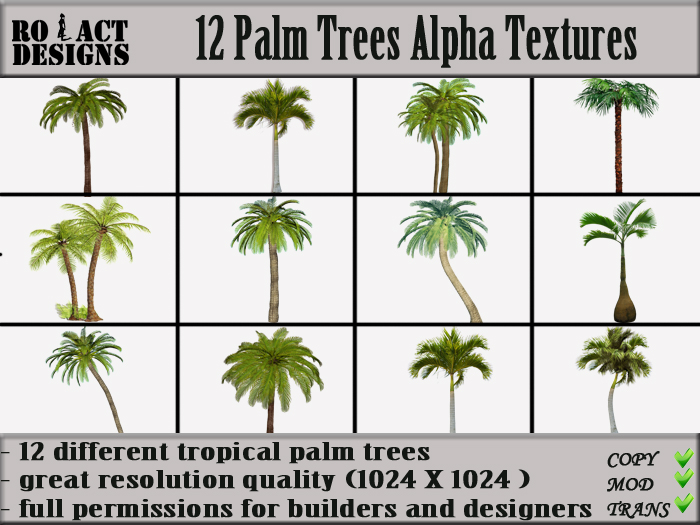 Ro!Act Designs: Ro!Act Designs 12 Palm Trees Alpha Textures