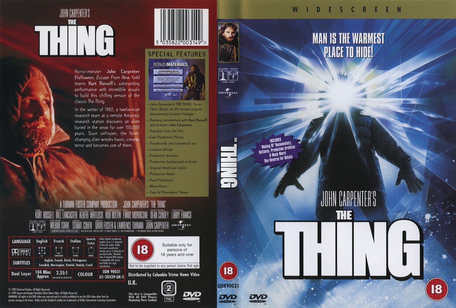 Movie Memorabilia Emporium: The Thing UK DVD Cover