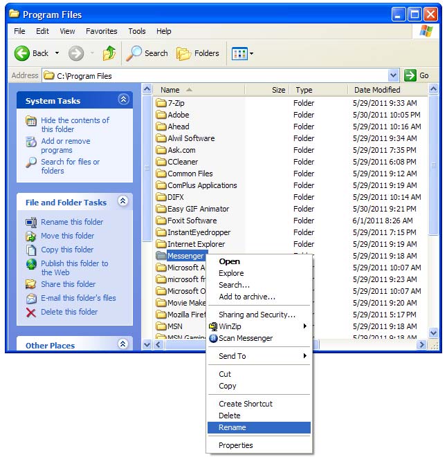 Disable/Remove Windows Messenger from windows ~ COMPUTERSEASY