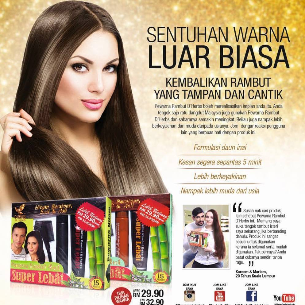 SUPER LEBAT PEWARNA RAMBUT (HITAM) D'HERBS | BEAUTY KIOSK