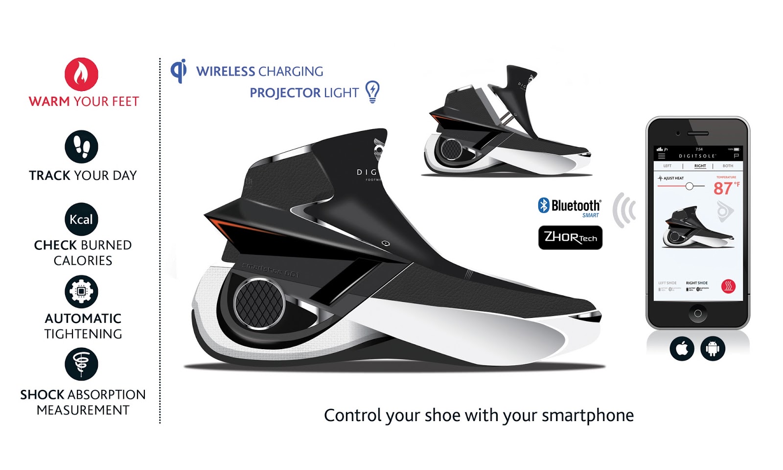 now you can control your shoes with your smartphone Digitsole Smartshoe