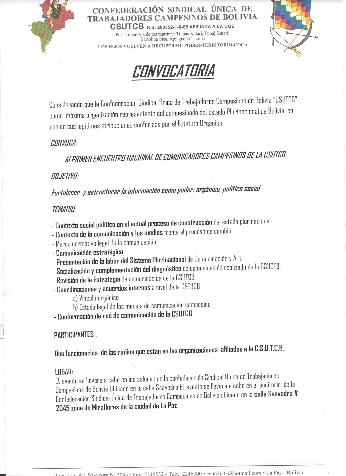 Comisión Orgánica - CSUTCB