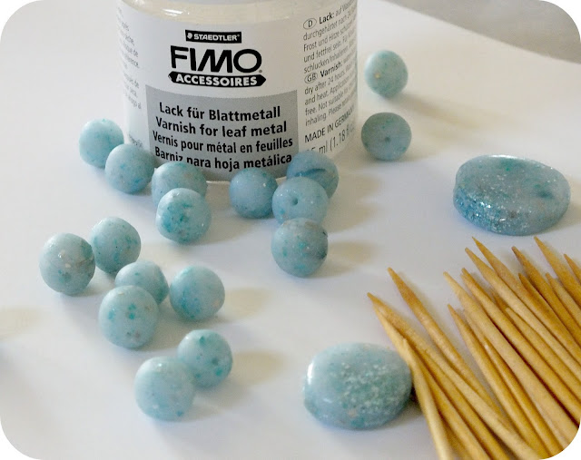 ...Make It With Me: Blue Glitter and Embossing Powder Meet Translucent Fimo