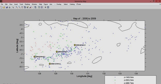 geofhyan: Tutorial Zmap Dalam Menampilkan Sebaran nilai a- dan b- value