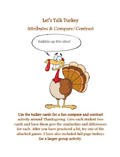 Technology and Speech Therapy Corner: Let's talk turkey Freebie