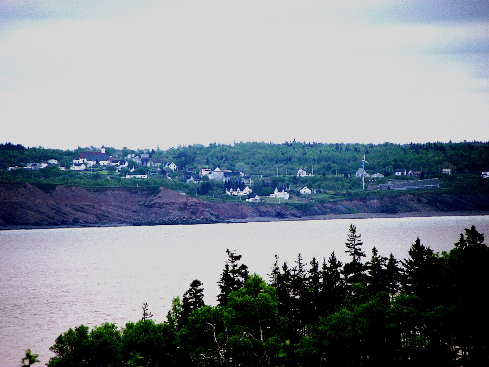 Joggins Fossil Cliffs: A view of Joggins from Rockport, New Brunswick
