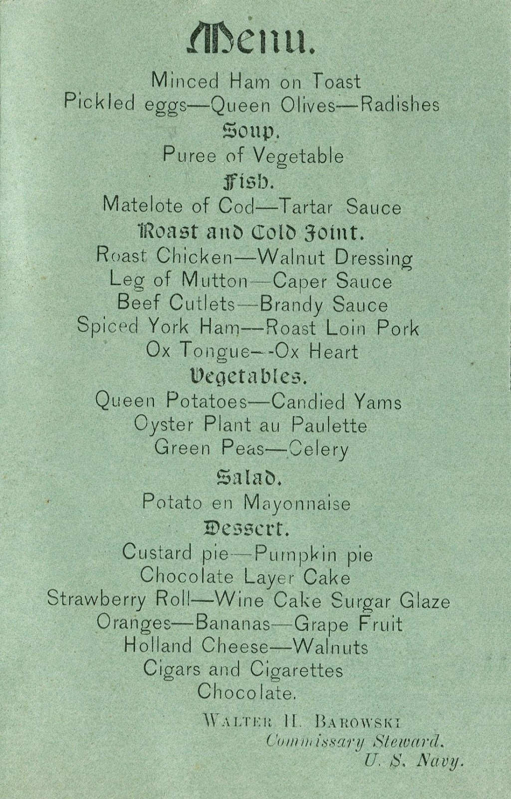 The American Menu: Showing the Flag