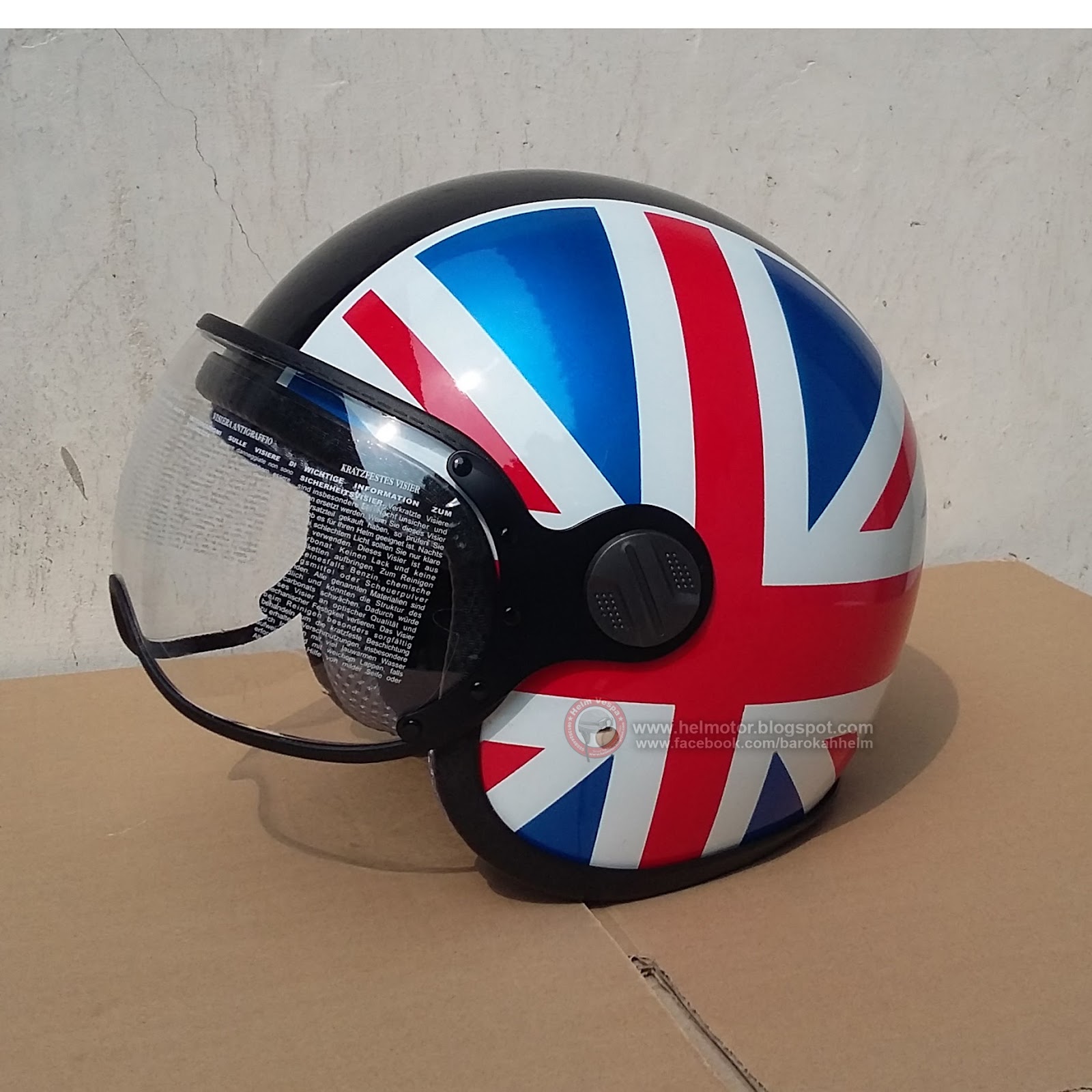 Helm Retro KZ England L8 ~ Helm Vespa