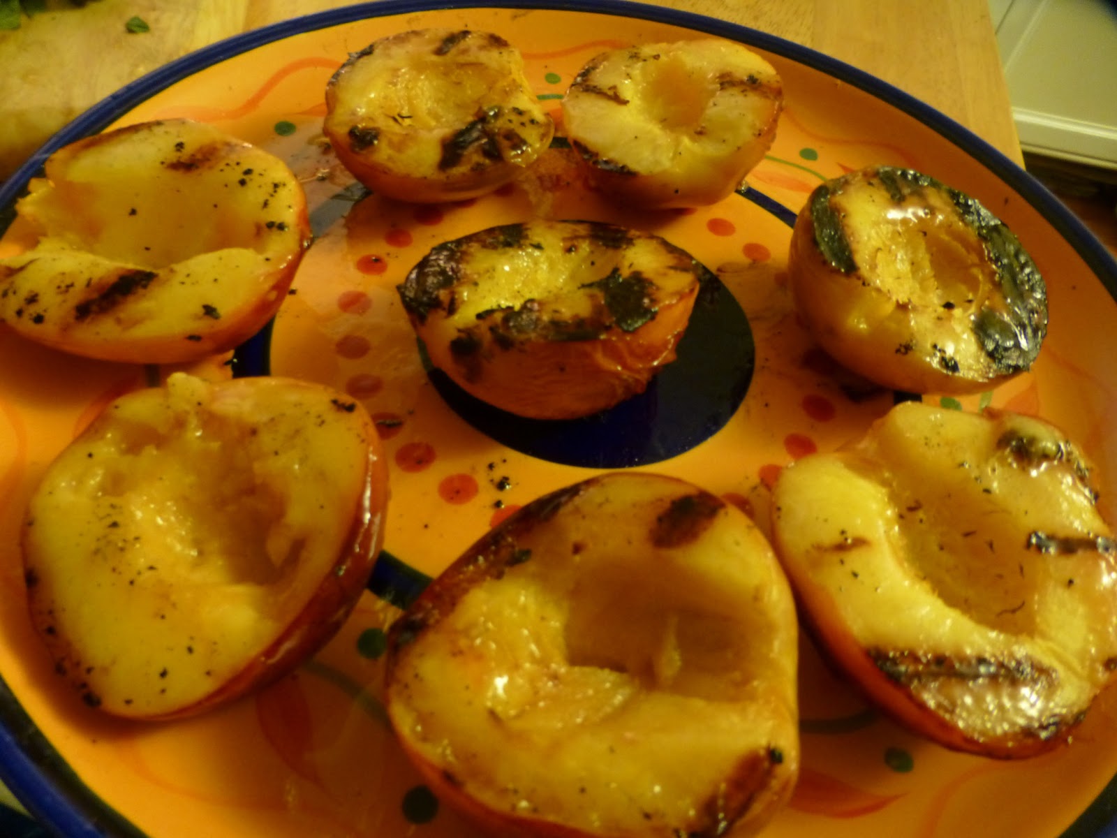 Douglas Kitchen Odyssey: Grilled Nectarines with Blue Cheese and Basil