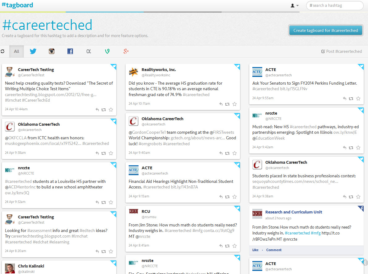 CareerTech Testing Center: Tagboard: Organizing Your Hashtags Across ...