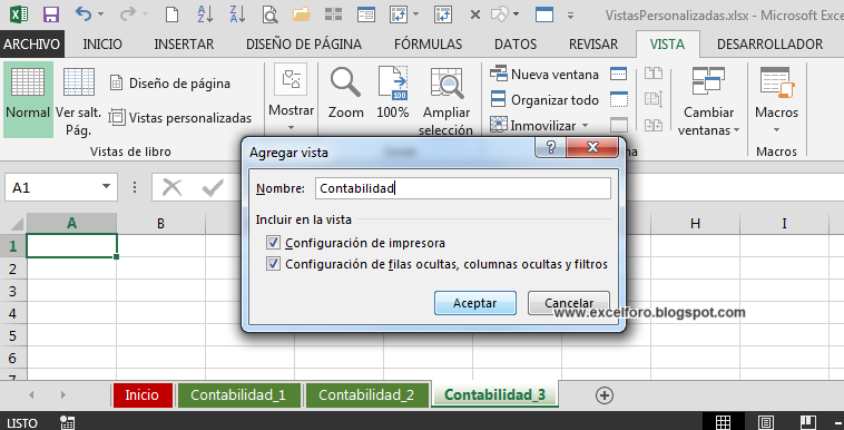 Las Vistas Personalizadas. | EXCEL FORO: Un blog de Excel