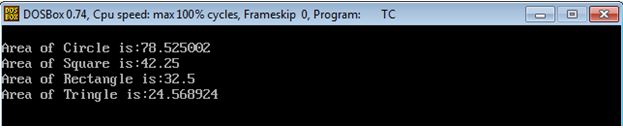 Write A Program To Calculate The Area Of Different Shapes Circle Square Triangle Rectangle