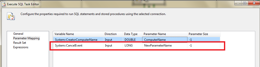 The ASP.NET MVC Club: How to fix the SSIS error : "Parameter name is unrecognized."