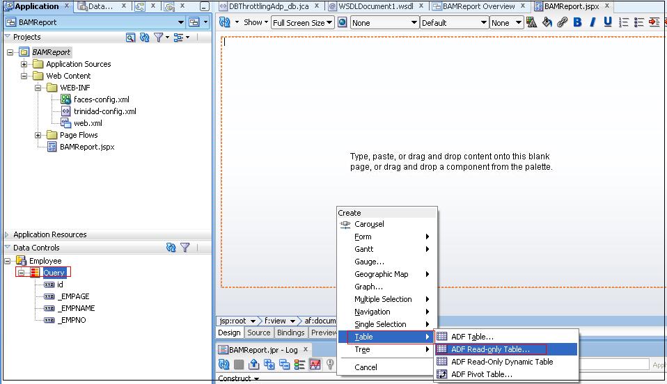 Building a Simple Oracle ADF page using Oracle BAM Data Control