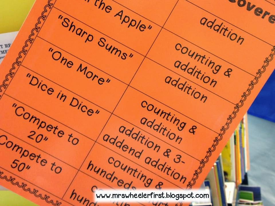 Mrs. Wheeler's First Grade Tidbits: Math Games on the Fly