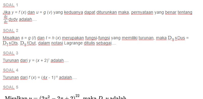 Contoh Soal Aturan Rantai untuk Mencari Turunan Fungsi - Materi ...
