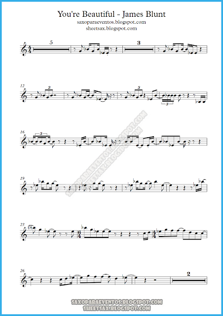 Partitura y pista de You are beautiful de James Blunt - Partituras y ...