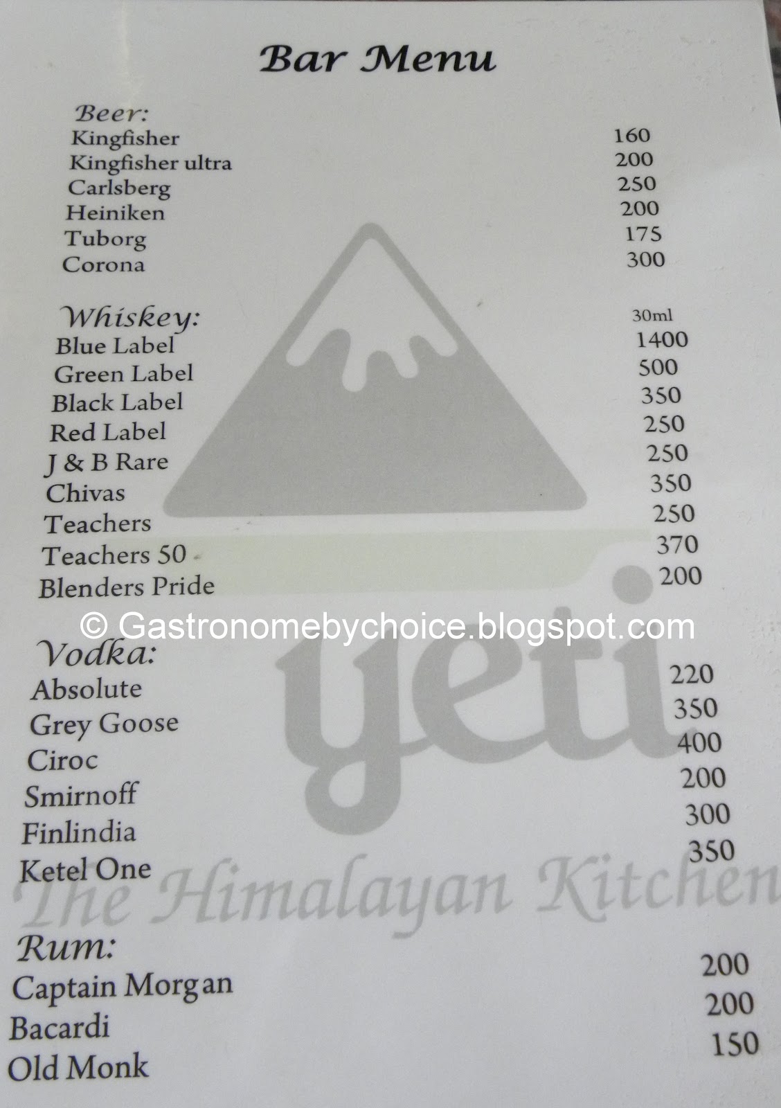 Yeti - Restaurant Review ~ Gastronome By Choice