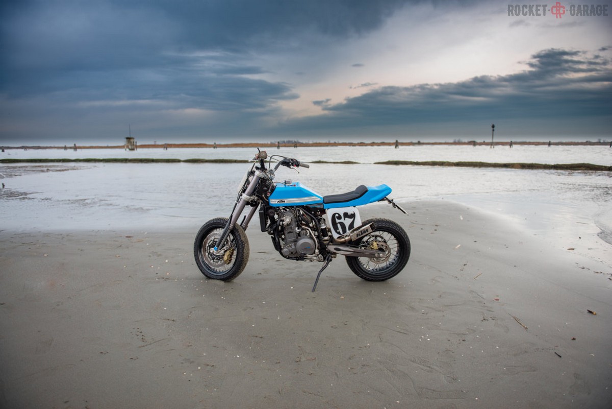 Sliding Blue | Flat Track Ktm - RocketGarage - Cafe Racer Magazine