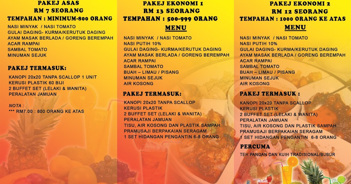 Arissa katering & kanopi: pakej untuk kenduri kahwin