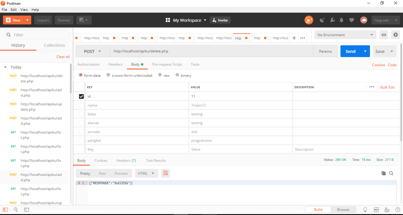 CRUD OPERATION REST API using PHP and MYSQLI | KODE AJAIB CRUD OPERATION REST API using PHP and MYSQLI | KODE AJAIB