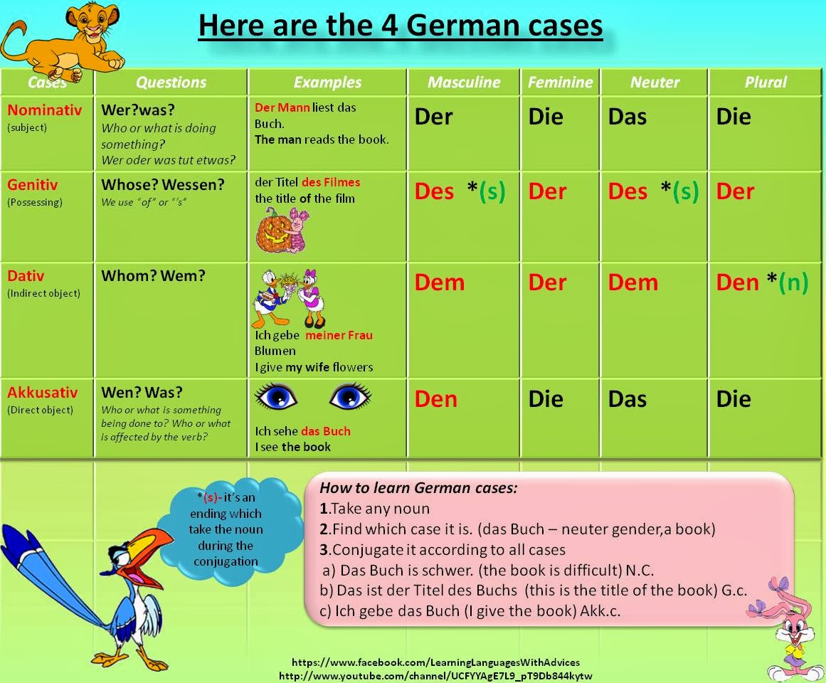 learn different languages with tips: 4 cases in German