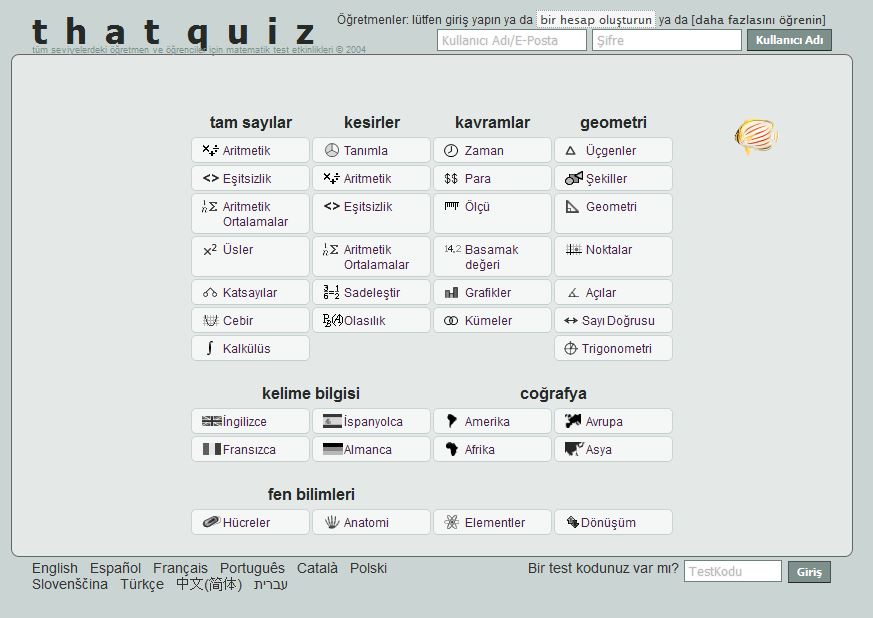 F@TİH Paylaşım Platformu: Thatquiz le Online Sınav, Anında Değerlendirme.