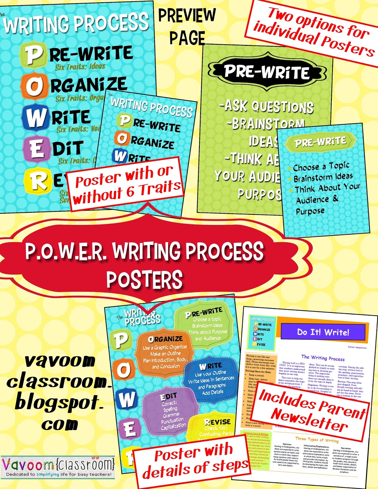 Vavoom Classroom: P.O.W.E.R. Writing Process Posters