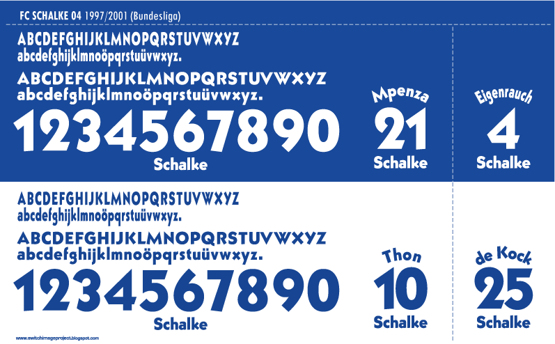 Football teams shirt and kits fan: Font FC Schalke 04 1997 Thru 2001
