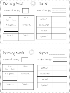 Today In First Grade: Morning Work Freebie