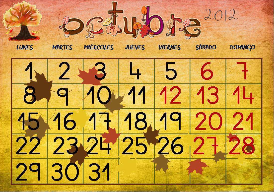 Mi Mundo Infantil: CALENDARIO DE OCTUBRE