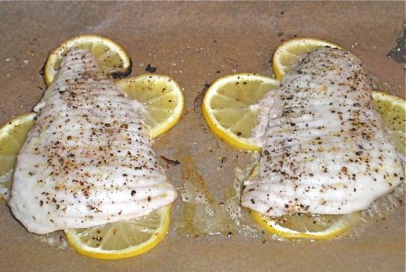 The Briny Lemon: Lemony Baked Skate with Fried Eggplant Chips