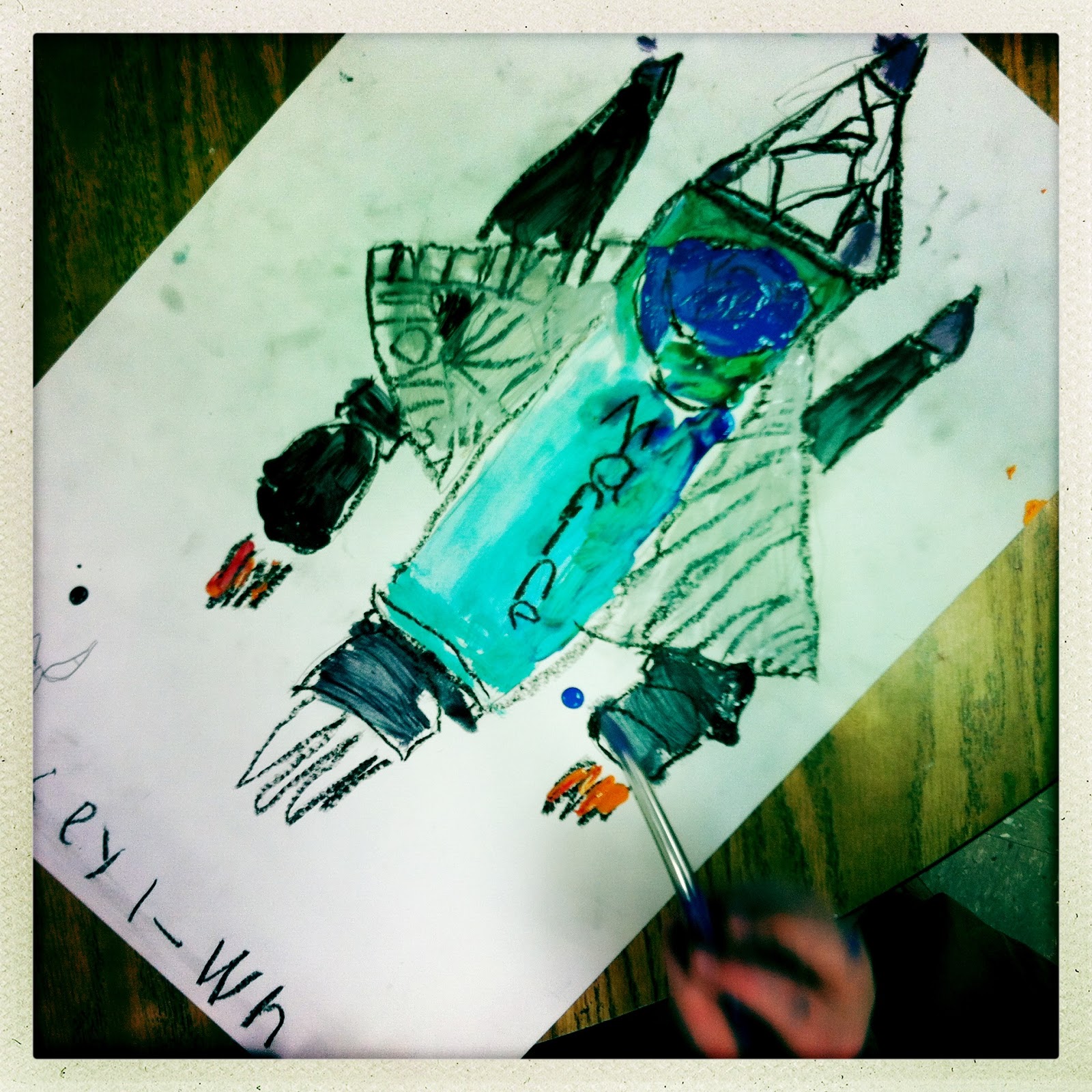 ChumleyScobey Art Room: 1st Grade Rocket Ships (mixed media collage)