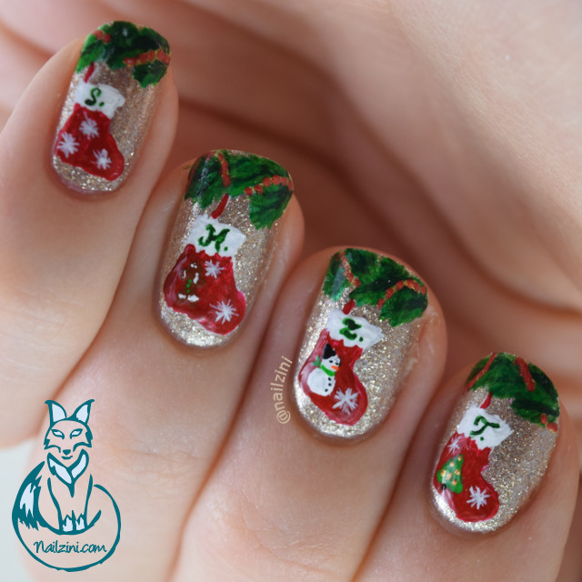 Christmas Stockings nail art | Nailzini: A Nail Art Blog