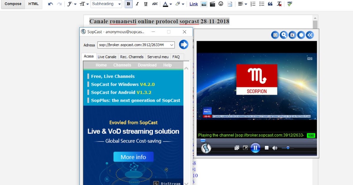 Canale romanesti online protocol sopcast 28-11-2018 | Tv online streams