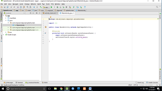 tutorial make simple splash screen in android studio