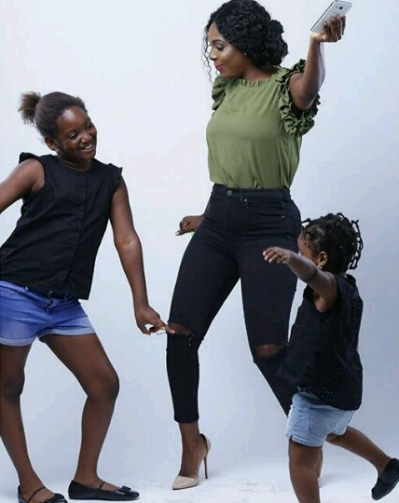 Annie Idibia shares adorable photo with her daughters, Isabella and Olivia