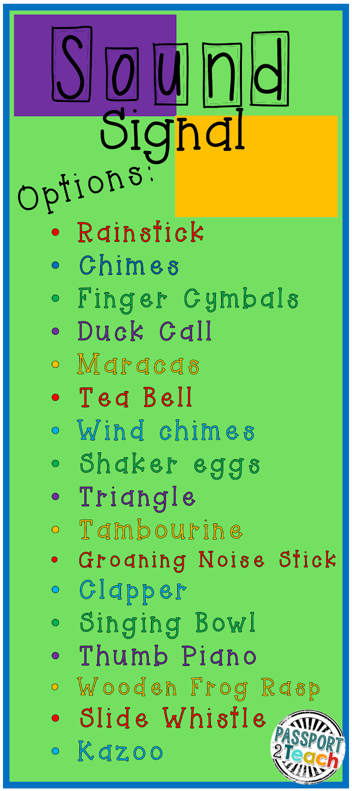 Passport2Teach: Mini Post: Classroom Sound Signals!