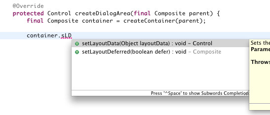 Eclipse Code Recommenders: Eclipse Subwords Completion #1 - Here You Are: