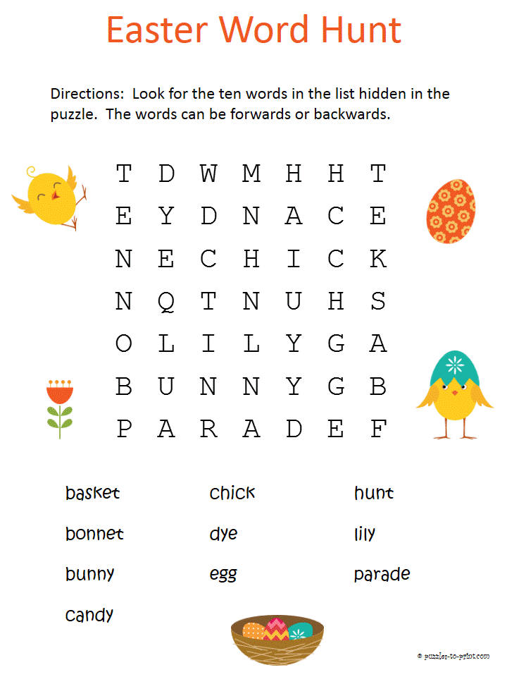Top 10 Easter Word Search For Kids