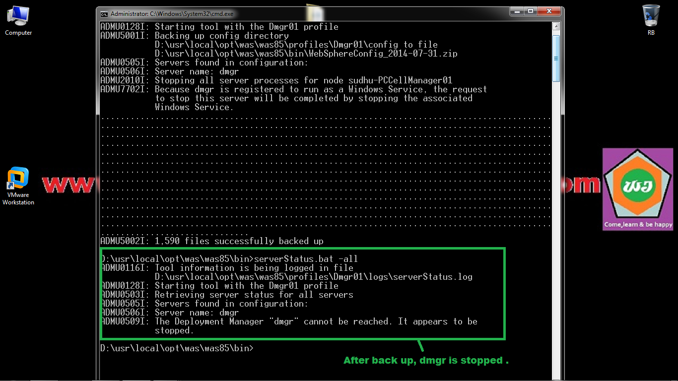IBM WebSphere Application Server: Backing up deployment manager (dmgr) profile configuration in ...