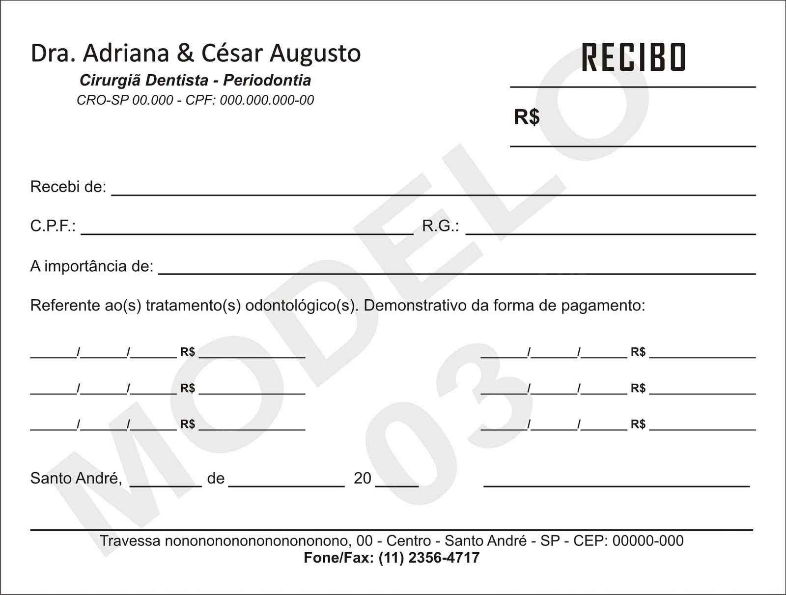 Drigraph - A Gráfica dos Profissionais da Saúde!: MODELOS DE RECIBOS