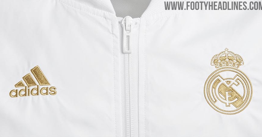 White / Gold Home Kit Confirmed: Real Madrid 19-20 Anthem Jacket Leaked ...