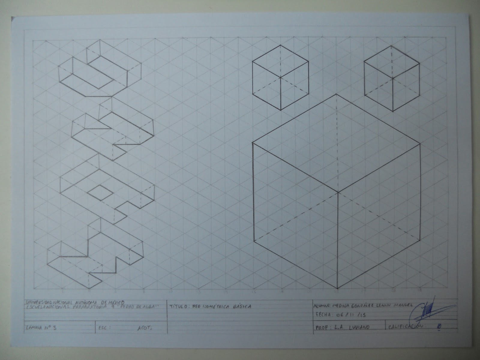 DIBUJO CONSTRUCTIVO II : LÁMINA 2, RED ISOMÉTRICA BÁSICA
