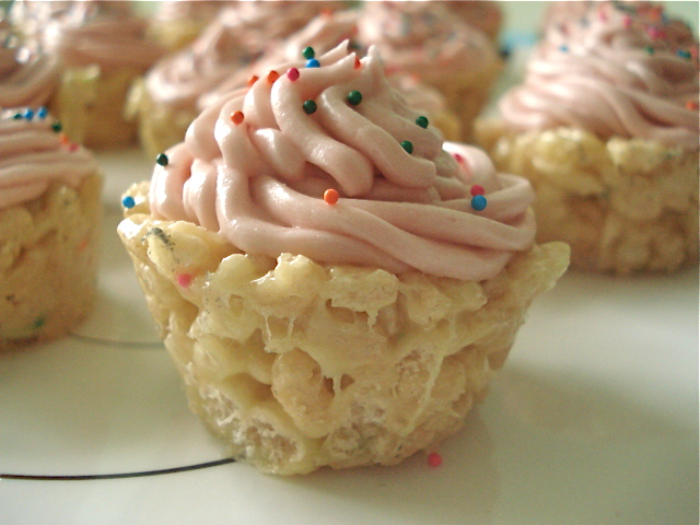 Baked from a Box: Cake Batter Rice Krispie Cupcakes